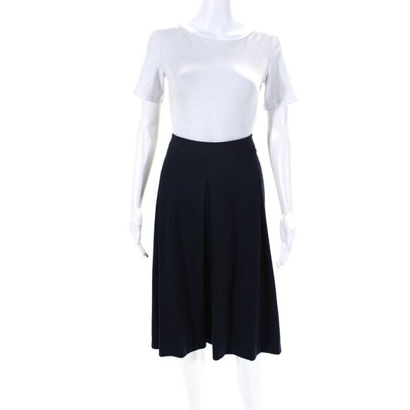 Basler | Skirts | Basler Womens Navy Blue Pleated Zip Back Aline ...